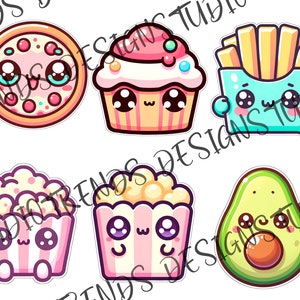 Cute Kawaii Food Clipart Set - 29 Pcs Adorable Cartoon Illustrations ...