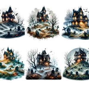 Haunted House Clipart Set: Halloween Nursery Decor (digital Download ...