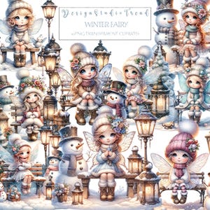 Winter Fairy Snowman Clipart: Magical Christmas Designs (commercial Use ...