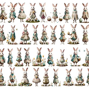 Easter Bunny Clipart: 36-piece Paper Doll Set (commercial Use) - Etsy