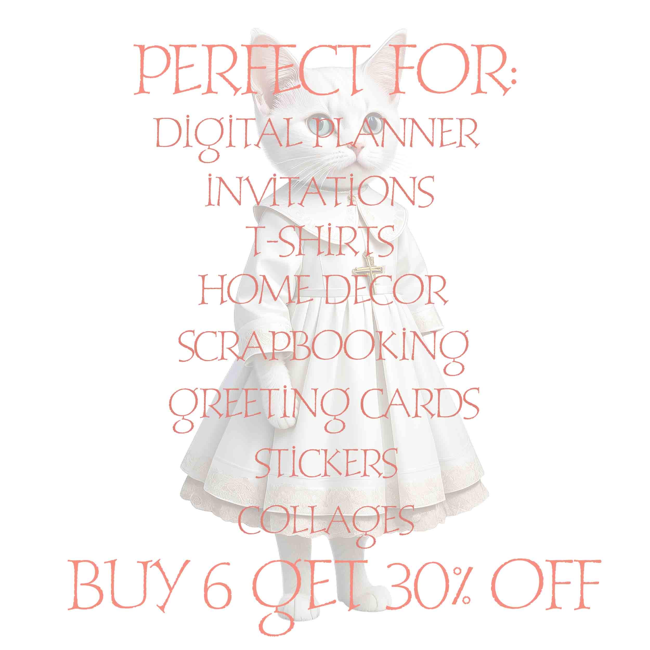 First Communion Cat Clipart: 29-piece Paper Doll Set (commercial Use ...