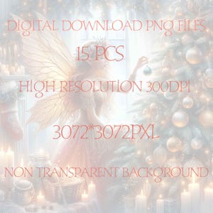 Enchanted Golden Christmas Tree Fairy Clipart Set – 15 PNG Designs for ...