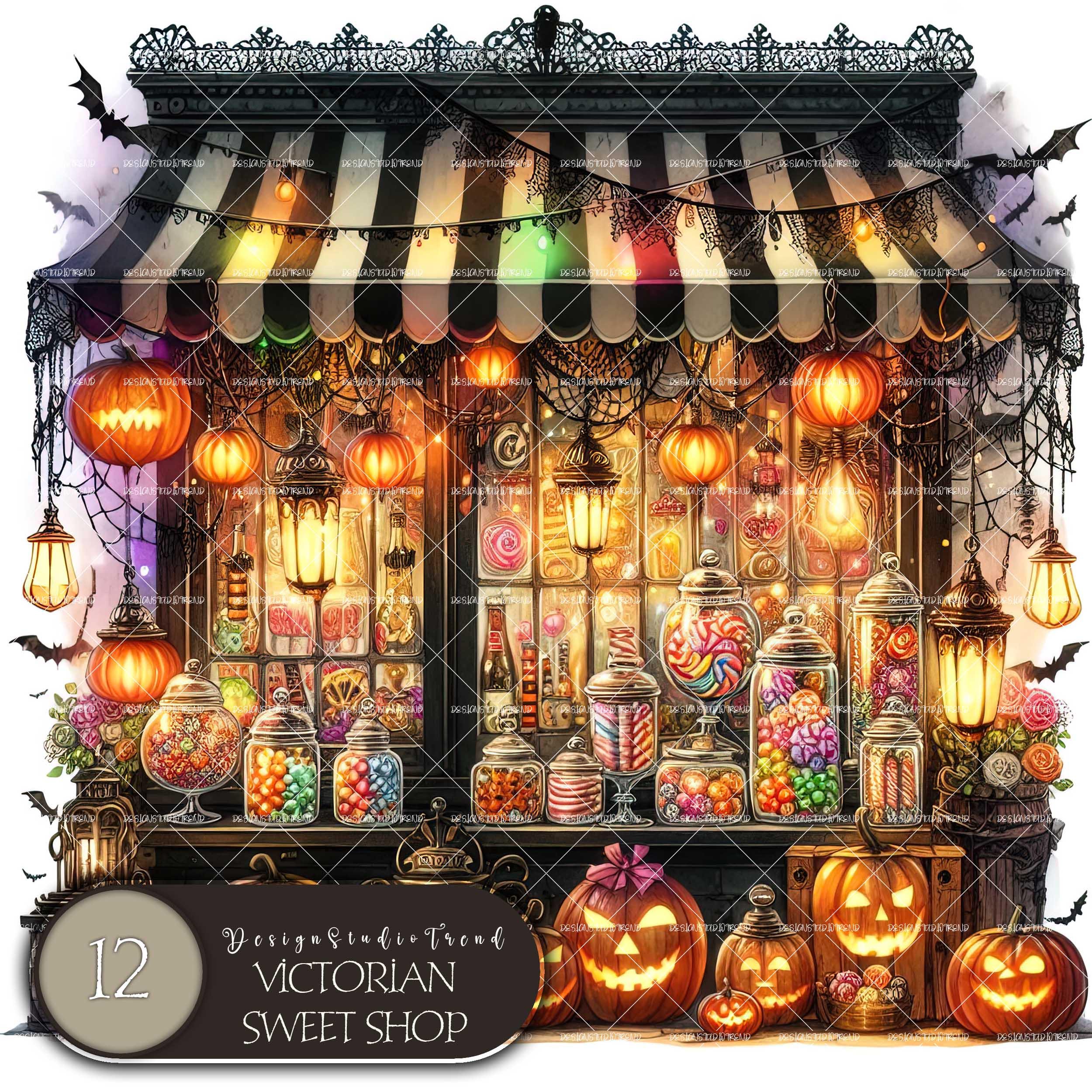 Gothic Halloween Clipart Set: Spooky Candy Emporium PNG Illustrations ...