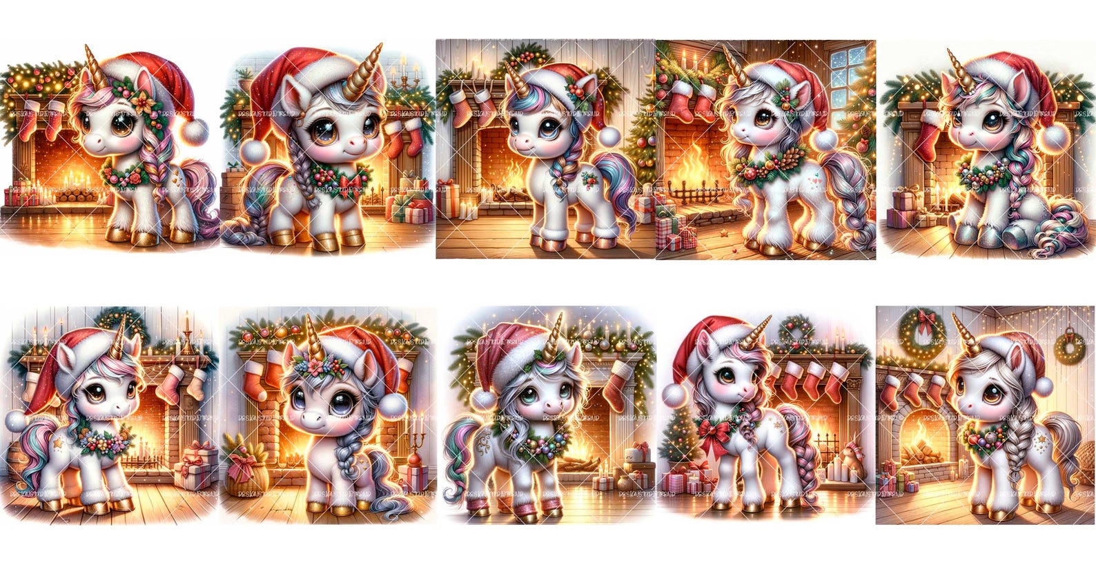 10 Enchanting Baby Unicorns Clipart Set Cozy Winter Art for Crafts ...