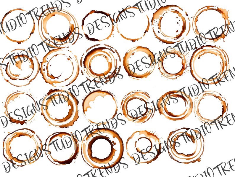 Coffee Stain Clip Art: 62 Rustic Digital Paper Designs (commercial Use ...