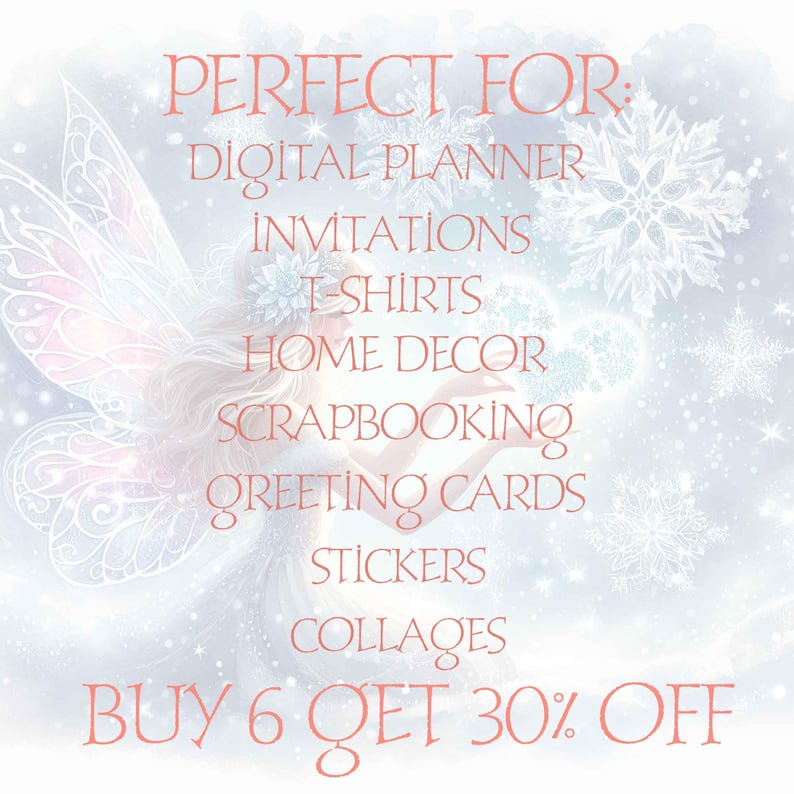 Winter Snowflake Fairy Clipart Set: Magical Nursery Decor (digital ...