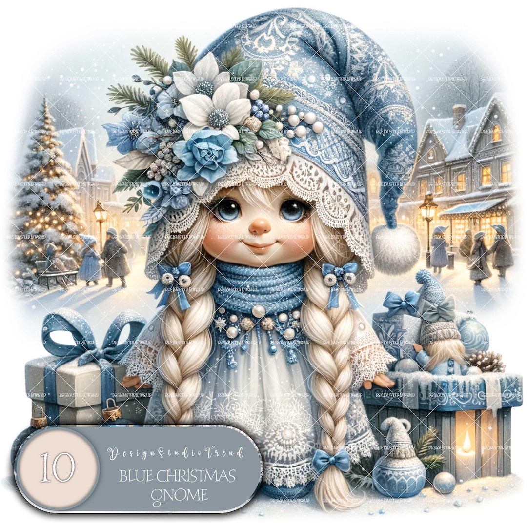 Magical Blue Christmas Gnomes - 10 Winter Fantasy Designs for ...