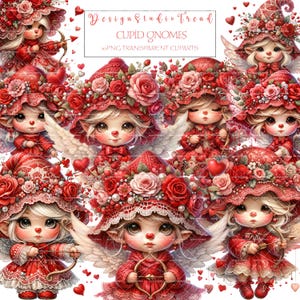 Cupid's Enchanted Garden Gnomes - Whimsical Valentine's Clipart Bundle ...
