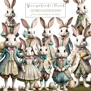 Easter Bunny Clipart: 36-piece Paper Doll Set (commercial Use) - Etsy