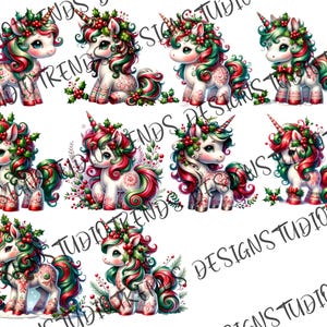 Christmas Unicorn Clipart: Winter Wonderland Baby Unicorns (digital ...