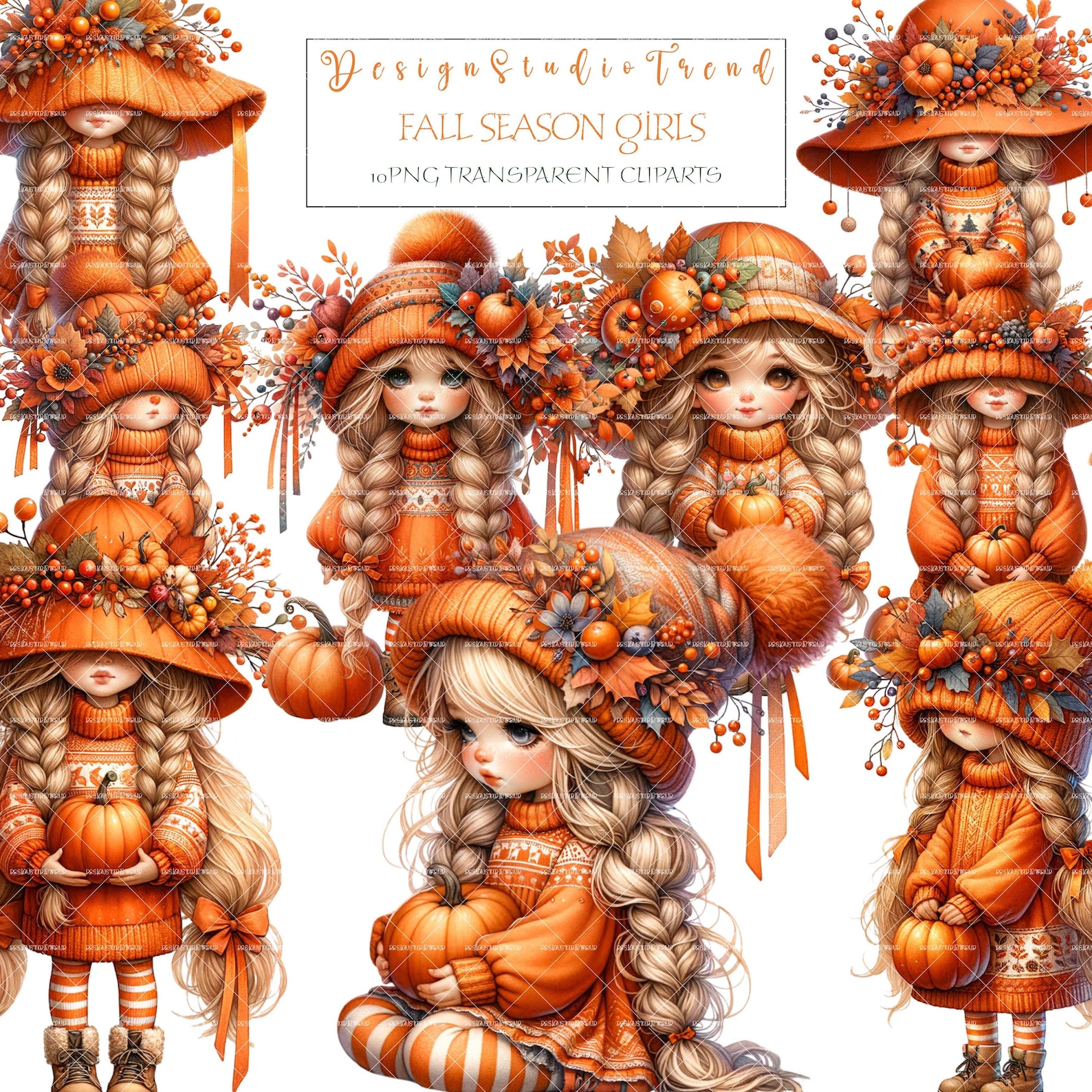 Cute Fall Season Girls Magic Clipart - 10 Whimsical Fantasy Designs for ...