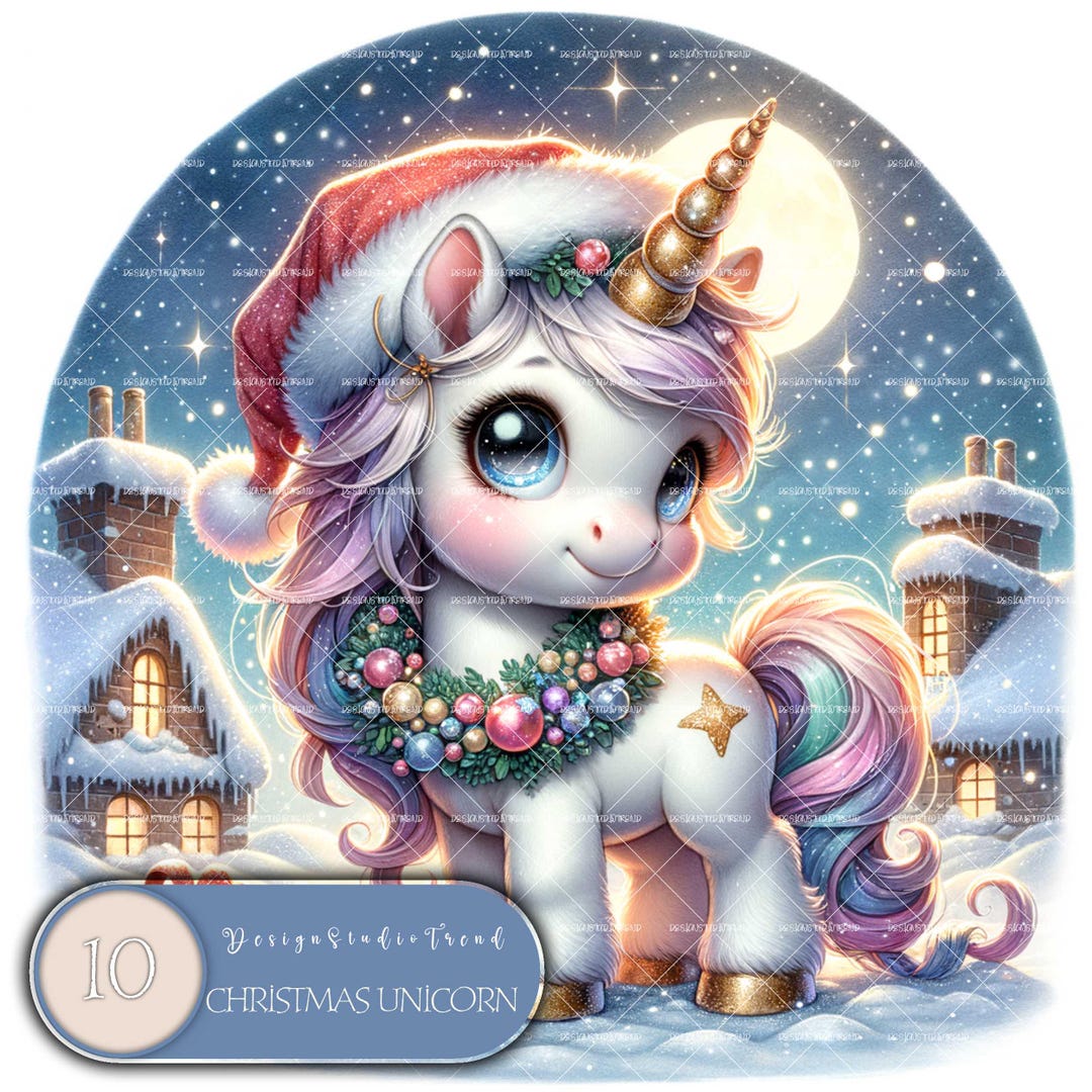Christmas Unicorn Clipart Bundle: Winter Wonderland Art (commercial Use ...