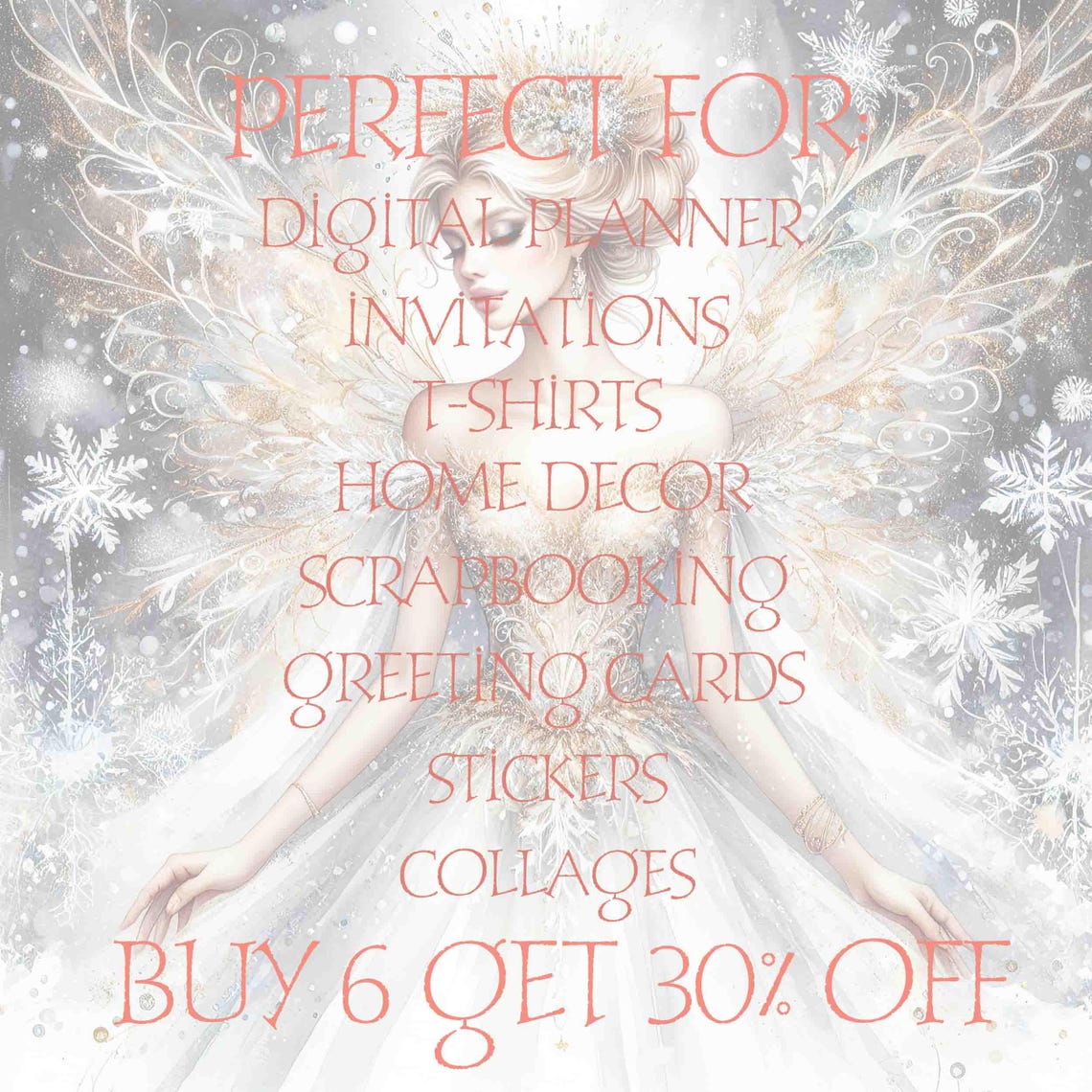 Golden Christmas Fairy Clipart: Winter Wonderland Designs (digital Set ...