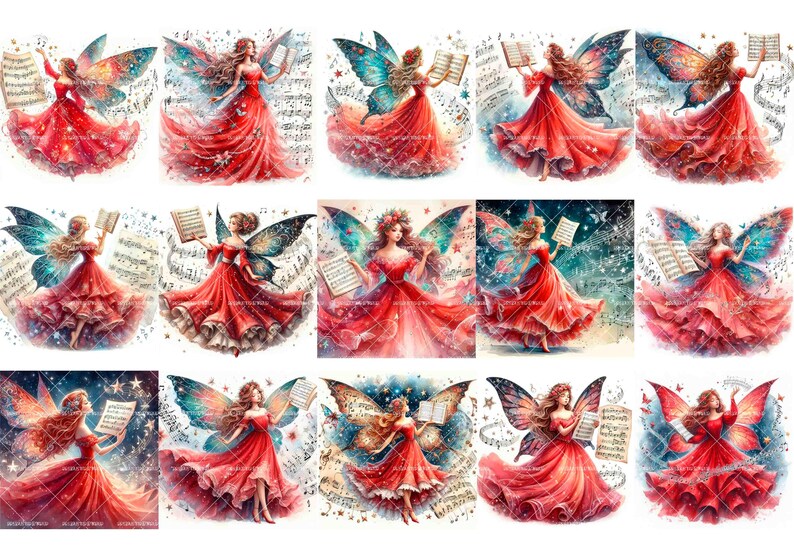 Magical Christmas Caroling Fairies Clipart - 15 Enchanting Singing ...