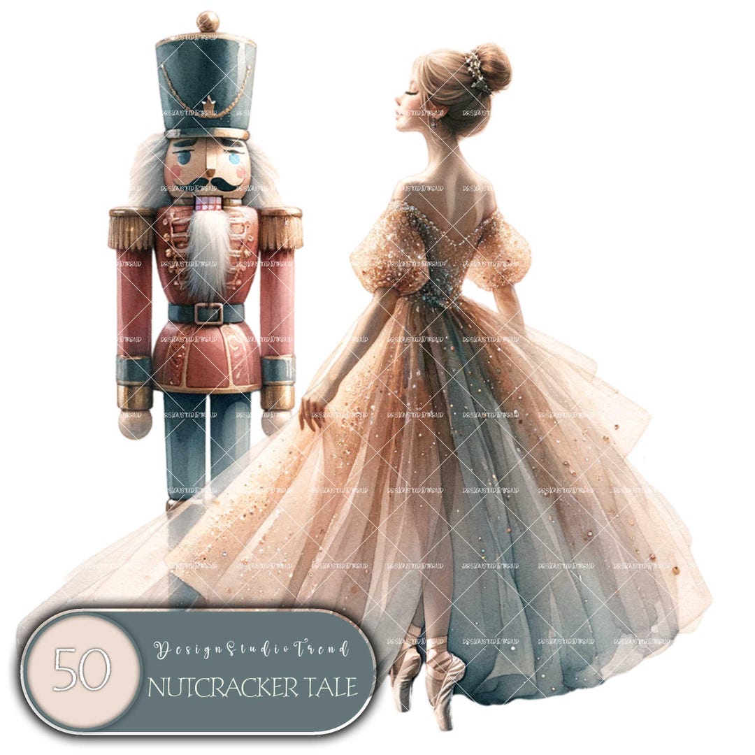 Nutcracker Christmas Clipart: 50 Watercolor PNG Images (commercial Use ...