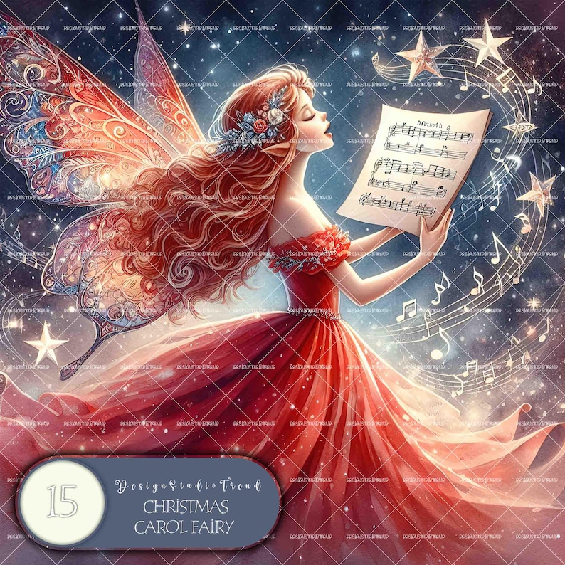 Magical Christmas Caroling Fairies Clipart - 15 Enchanting Singing ...