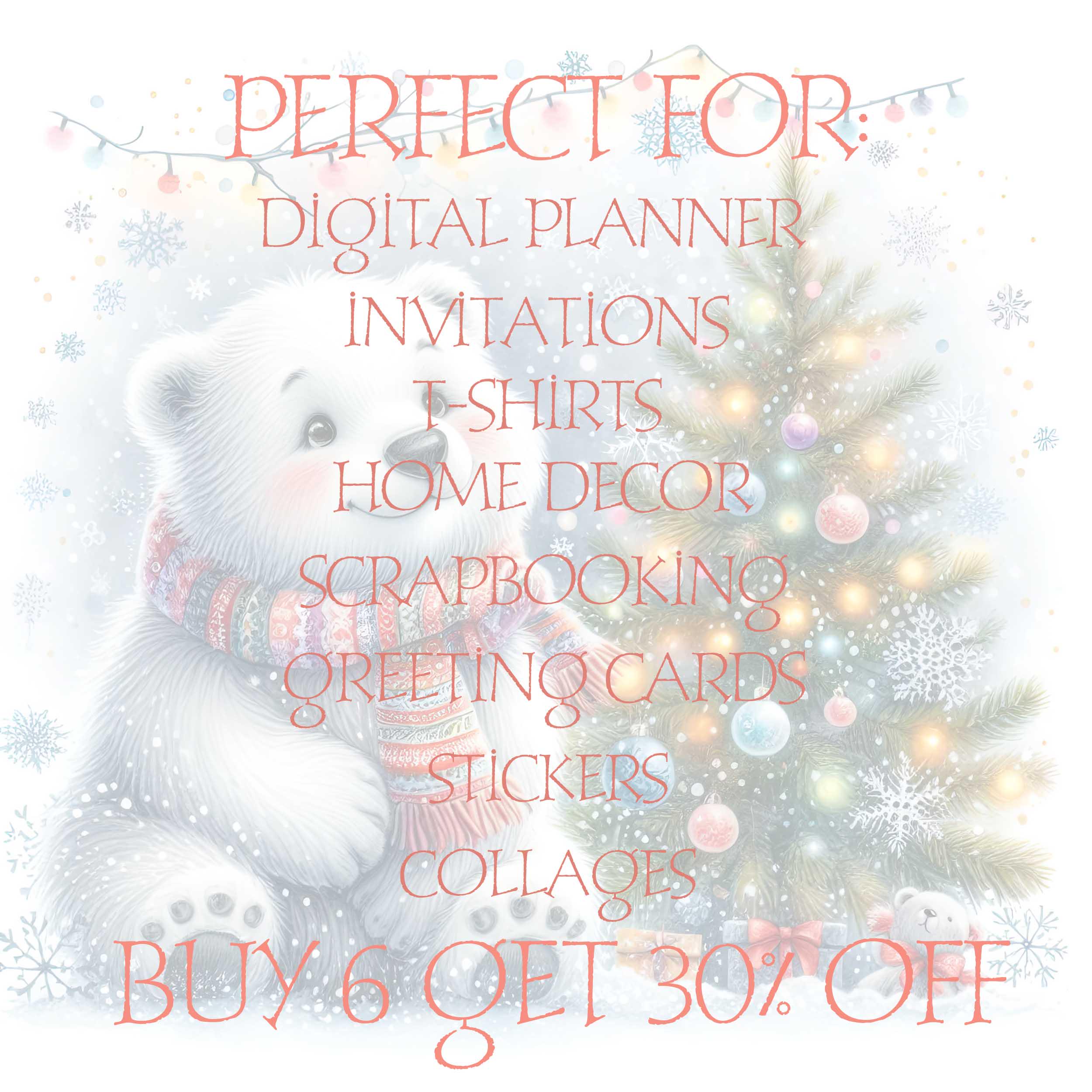 Polar Bear Christmas Clipart: Winter Nursery Decor (commercial License ...