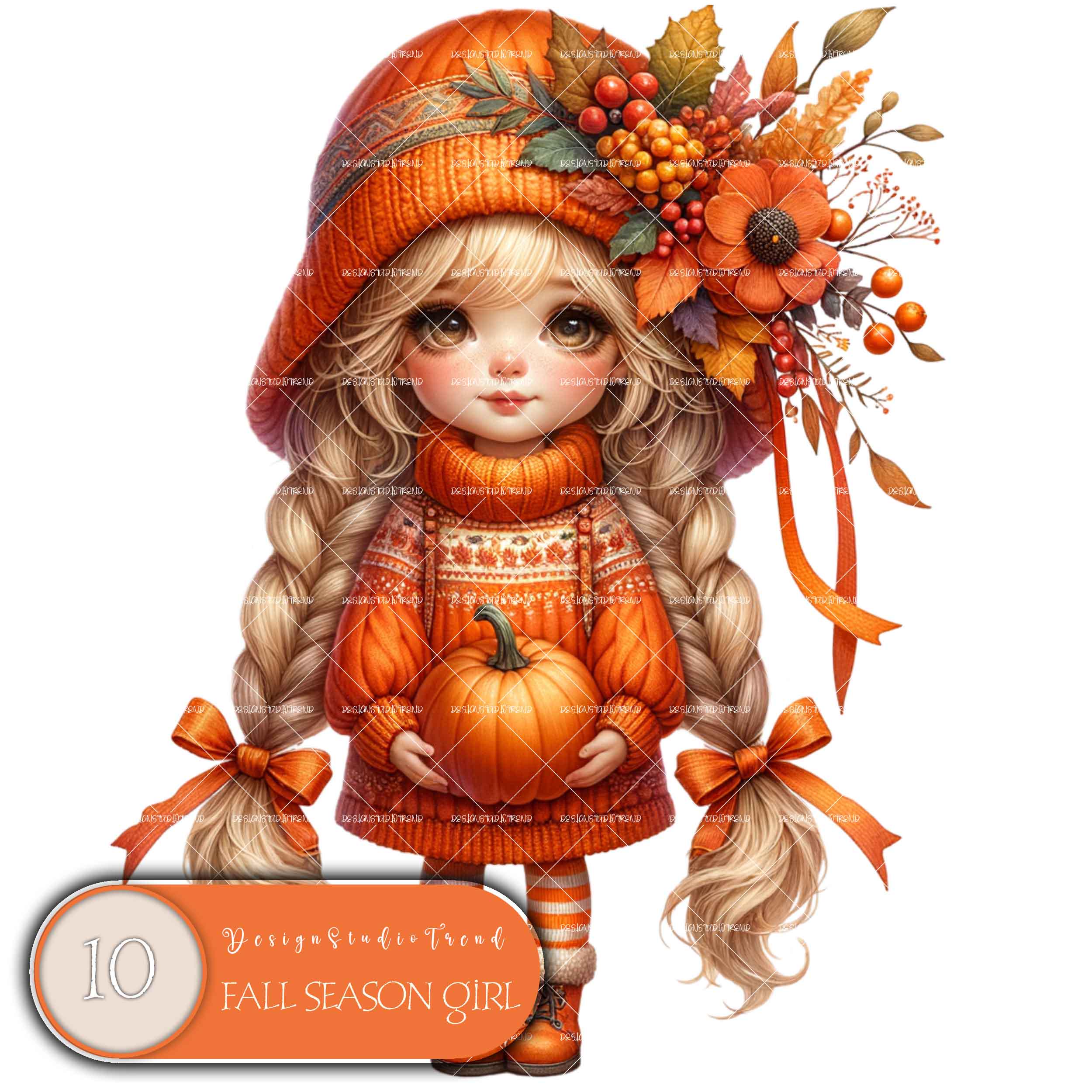 Cute Fall Season Girls Magic Clipart - 10 Whimsical Fantasy Designs for ...
