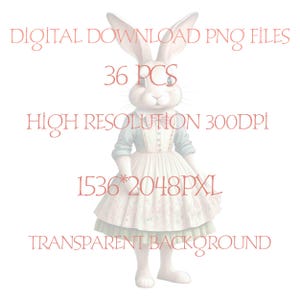 Easter Bunny Clipart: 36-piece Paper Doll Set (commercial Use) - Etsy