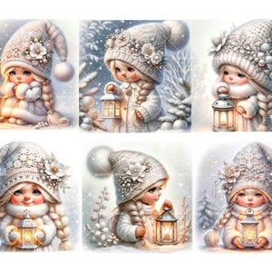 Christmas Gnome Lantern: Whimsical Winter Digital Prints (10pcs) - Etsy