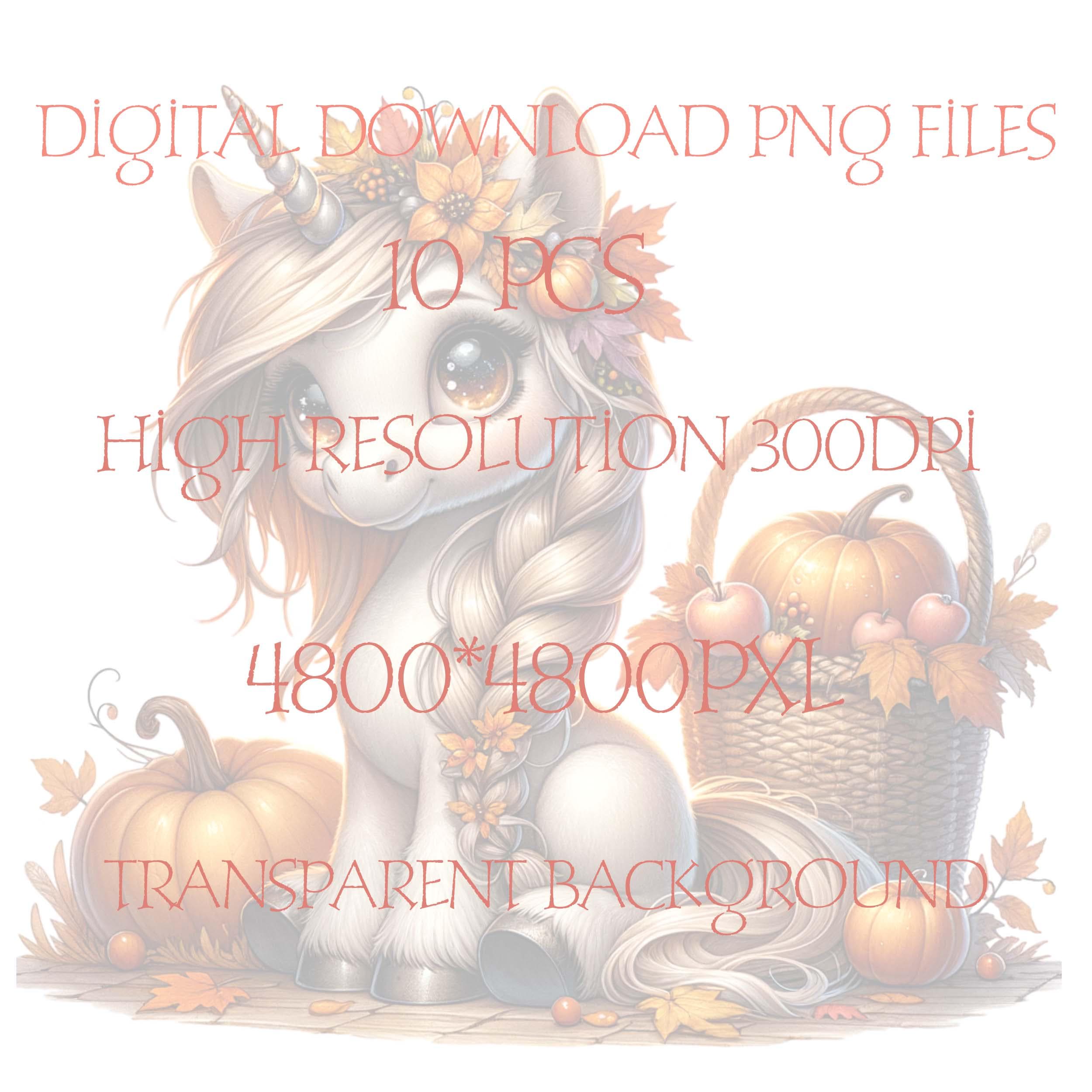 Enchanted Autumn Unicorn Clipart Collection - 10 Magical Designs for ...