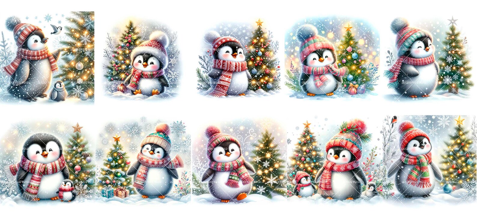 Penguin Christmas Clipart Set: Winter Wonderland Nursery Decor (digital ...