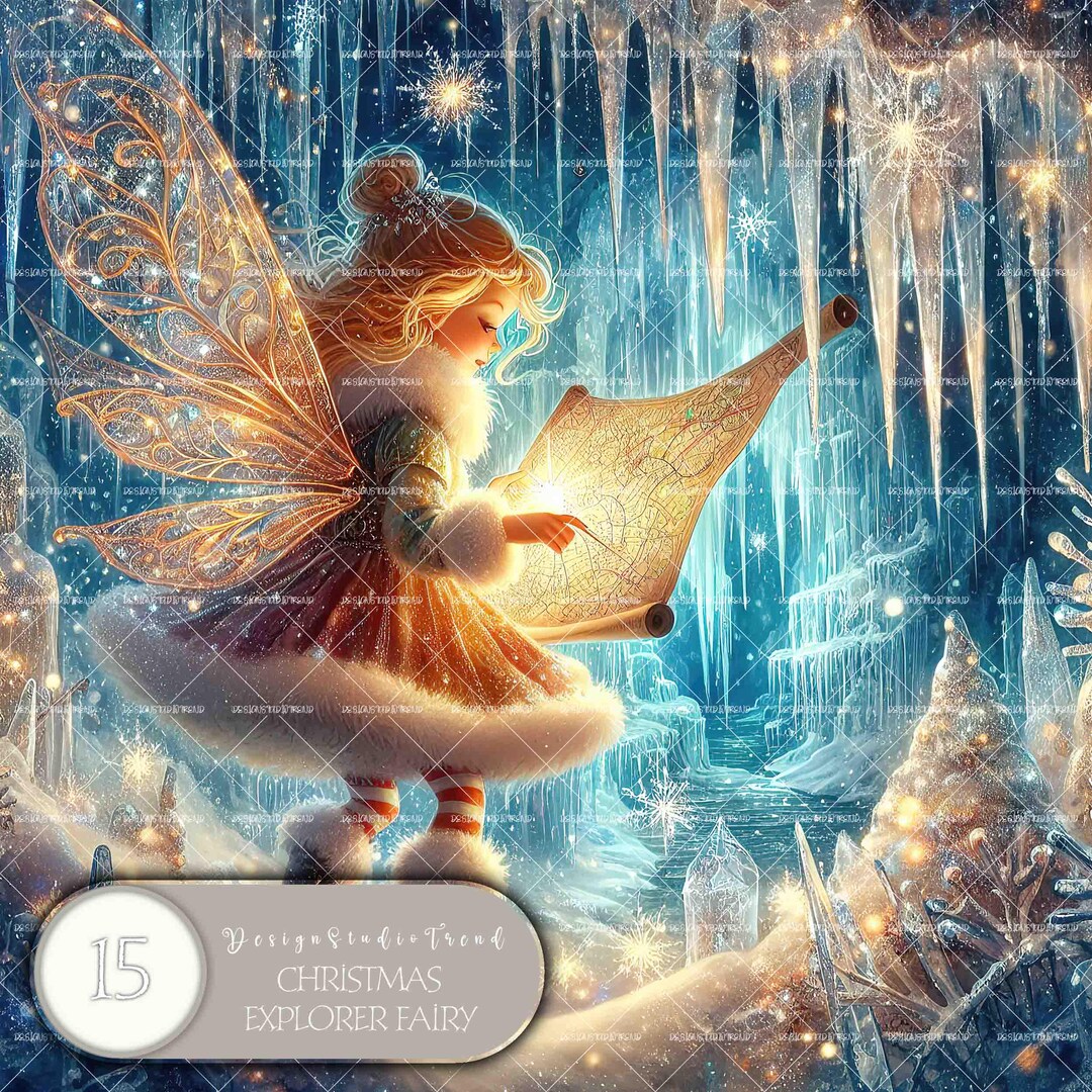Enchanted Christmas Explorer Fairy Wonderland Clipart Set – 15 Frosted Designs Baby Shower ...