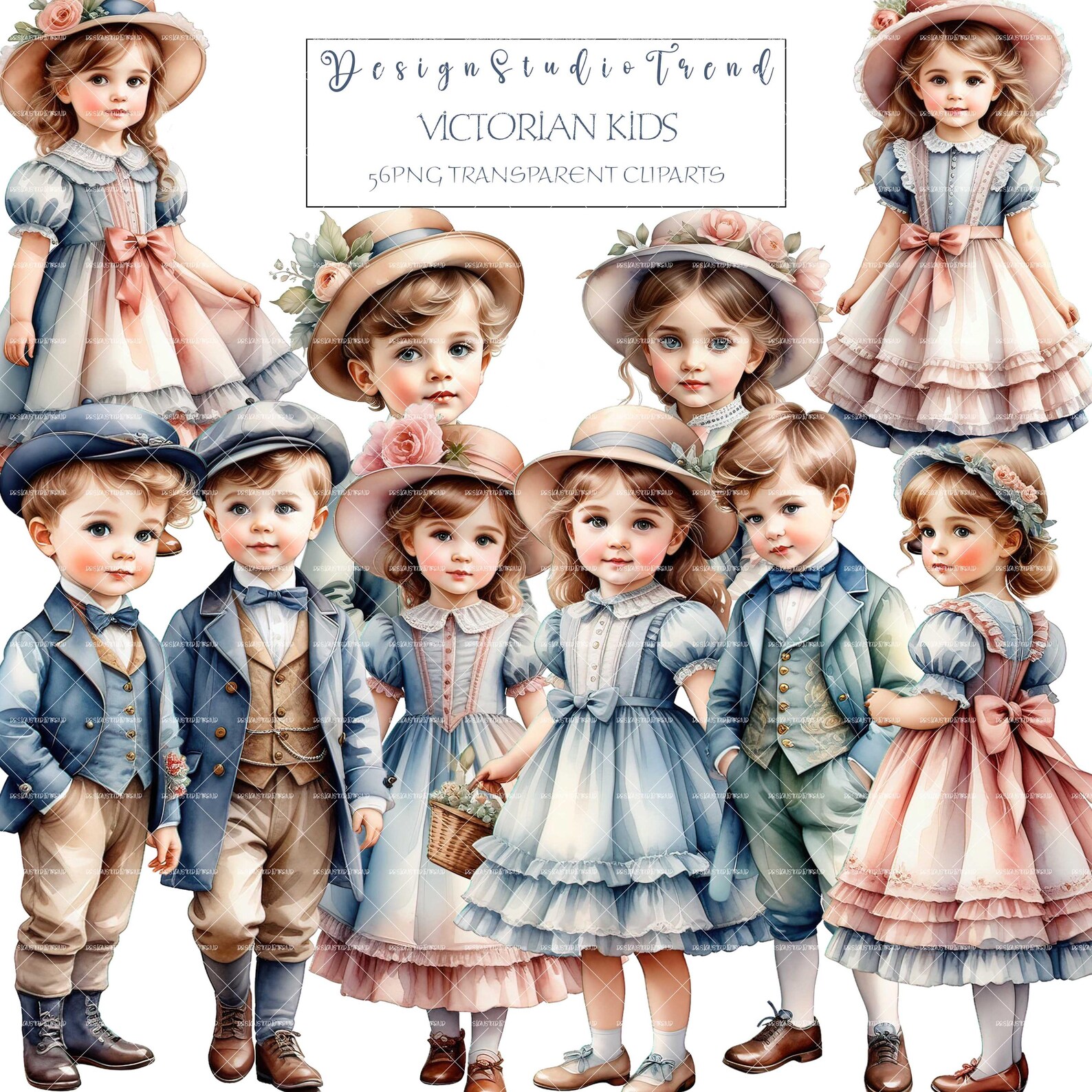Enchanted Victorian Kid's Fantasy Clipart - 56 Magical Watercolor ...