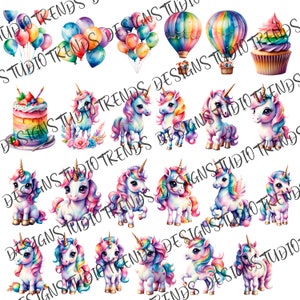 Whimsical Rainbow Unicorn Clipart Pack - Instant Download - Commercial ...