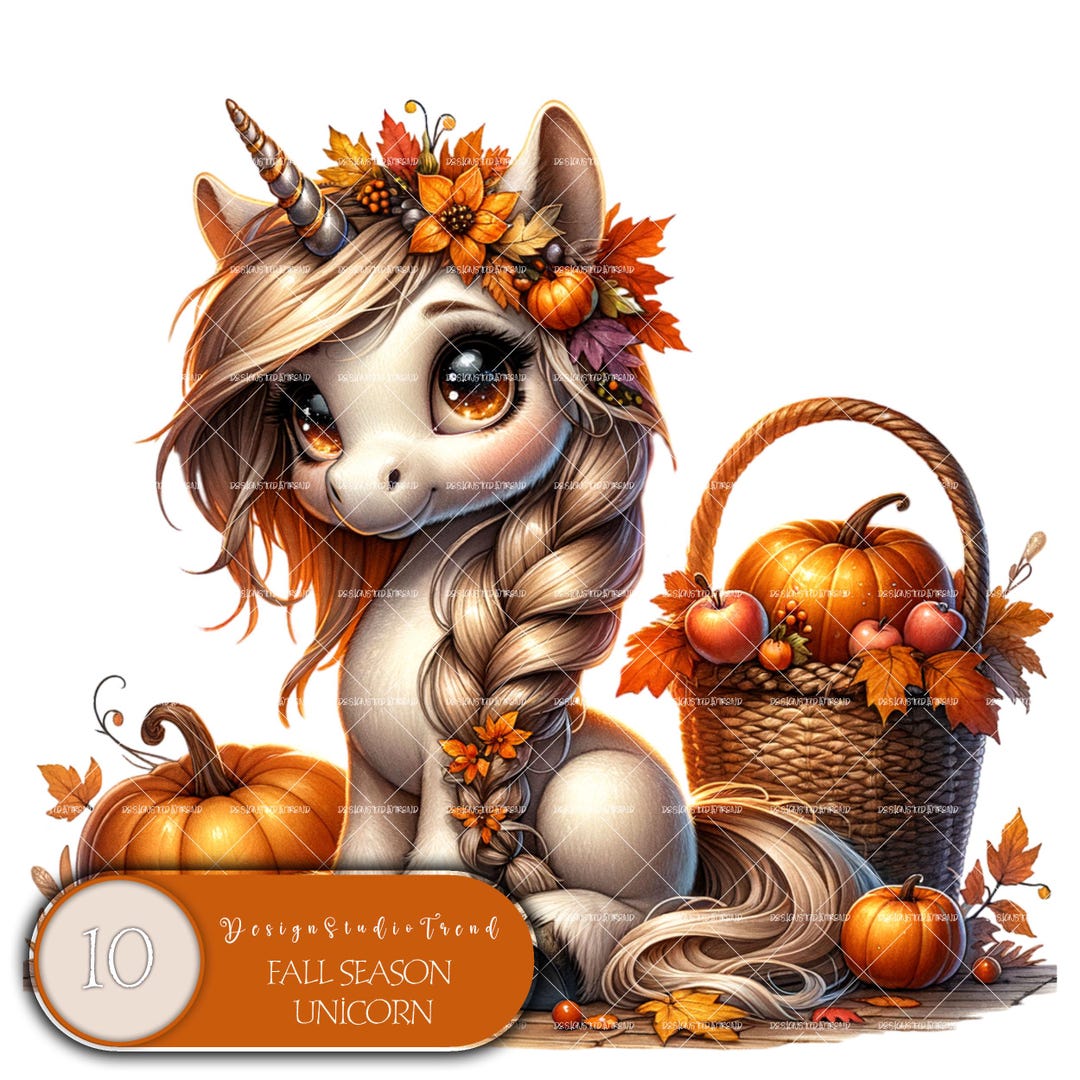 Enchanted Autumn Unicorn Clipart Collection - 10 Magical Designs for ...