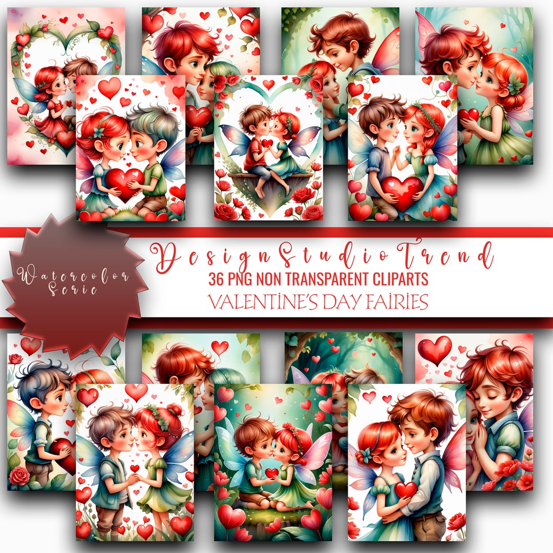 Fairy Tale Valentine's Day Clipart Whimsical Watercolor Art for ...