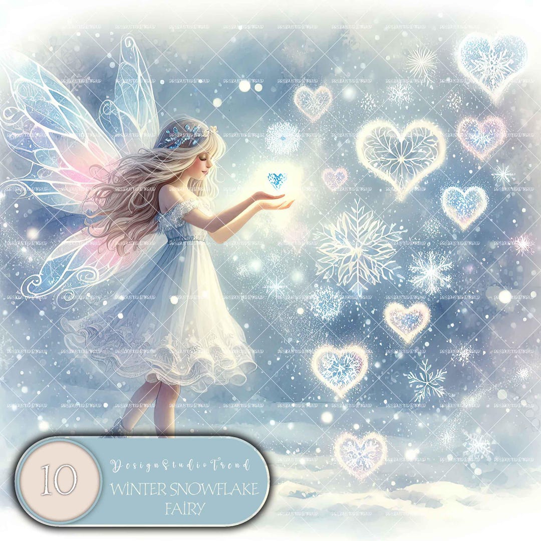 Winter Snowflake Fairy Clipart Set: Magical Nursery Decor (digital ...