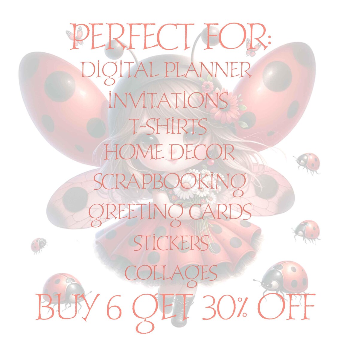 Ladybug Girl Clipart Set: Nursery Decor, Sublimation Designs (digital ...