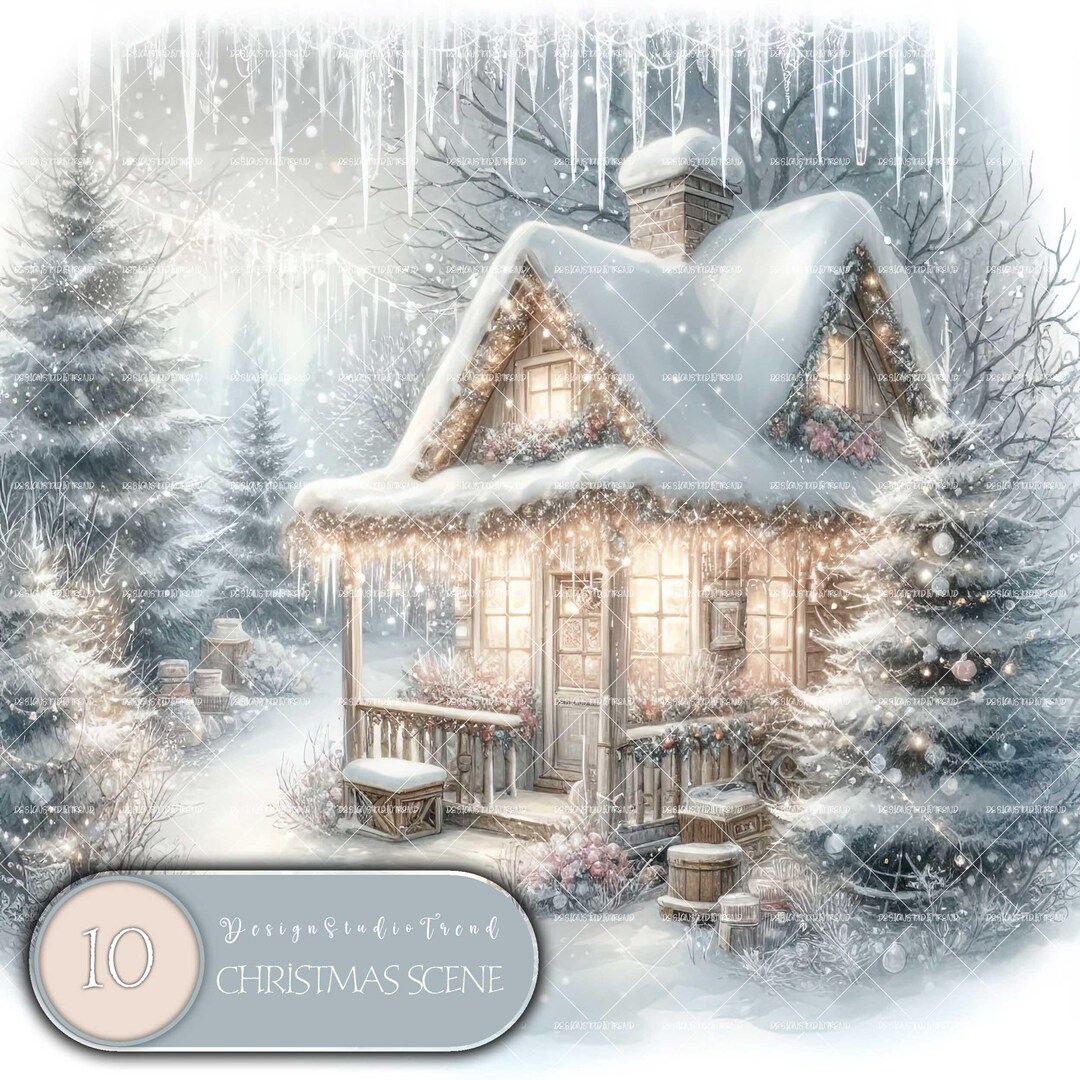 Magical Winter Wonderland Clipart Set – Enchanting Holiday Scenes for ...