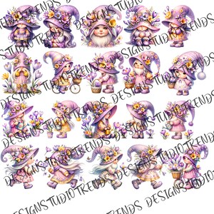 Floral Gnome Clipart Bundle: Watercolor Spring Graphics (23 PNG) - Etsy