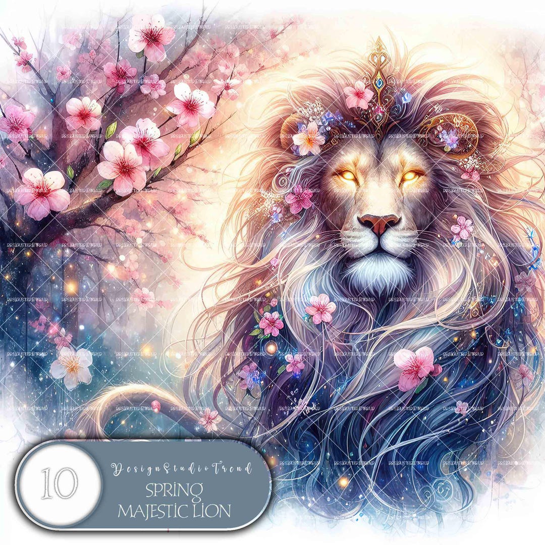 Fantasy Lion Clipart Bundle: Magical Spring Lion Illustrations ...