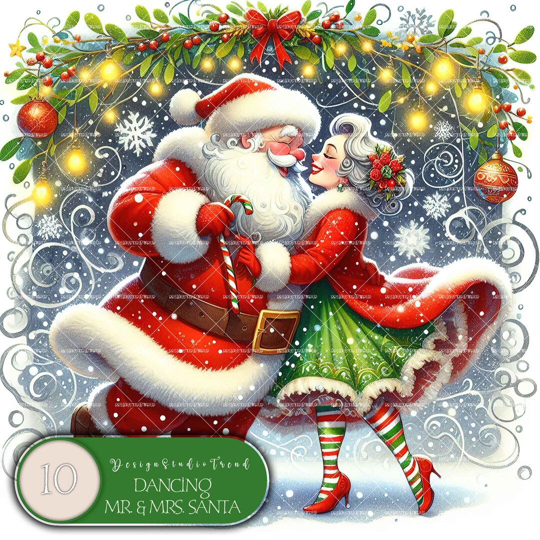 Whimsical Christmas Dance: Mr. & Mrs. Santa Clipart Collection – 10 ...