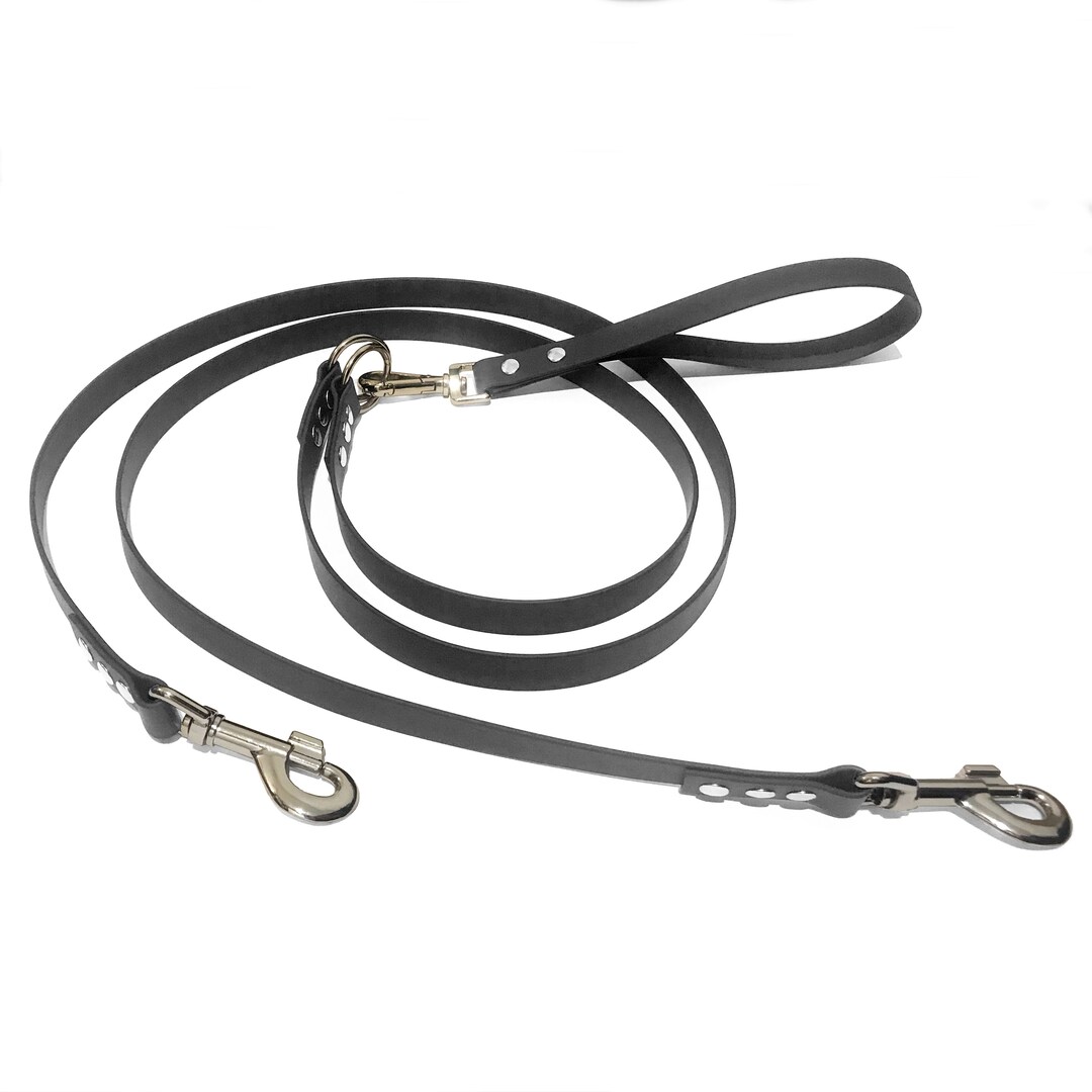 Black Biothane Double Lead 150cm. Dual Two Pet Leash, 2 Dog Lead for ...