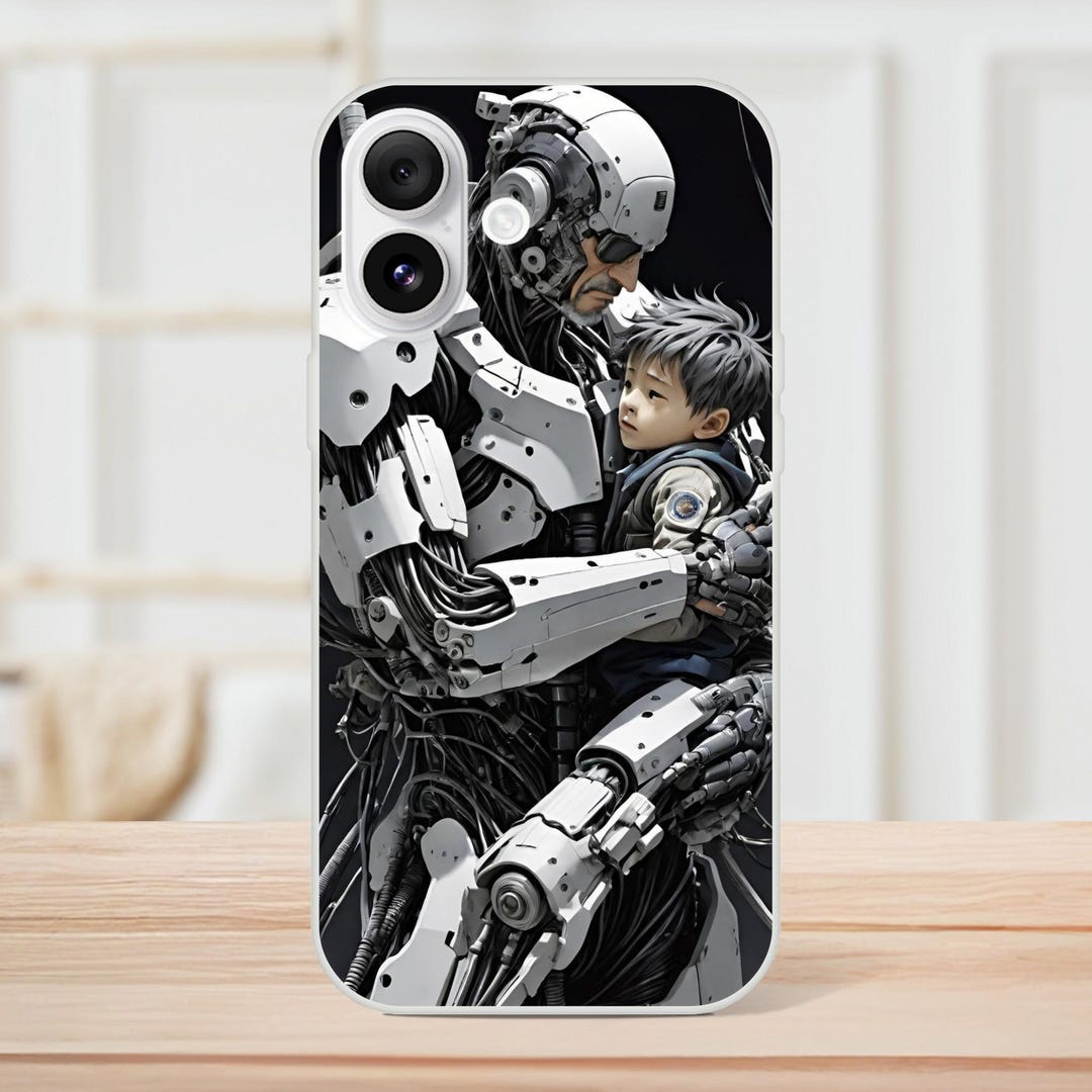 Robot Dad" iPhone Case With Child, Generated Image, Unique iPhone Cover ...