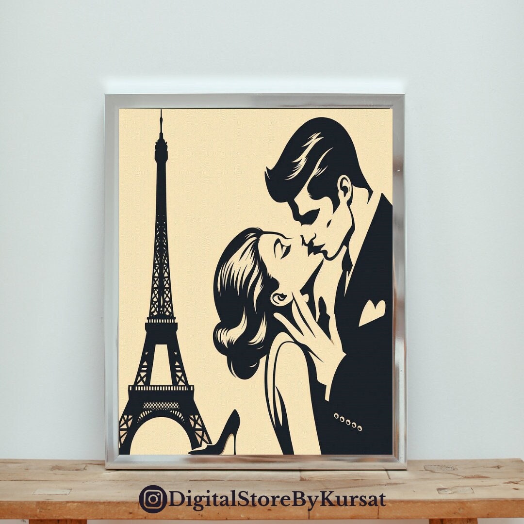 Perfect Kiss Printable Digital Art, Personalized Gift, Wall Art ...