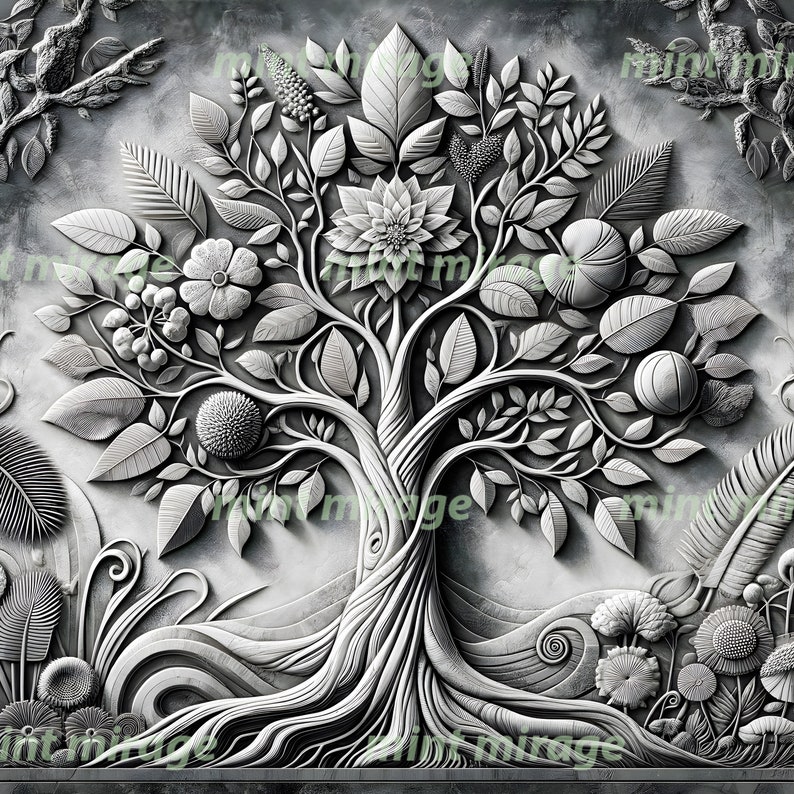 3D Tree of Life Laser Burn PNG 3D Illusion Botanical Art Digital ...