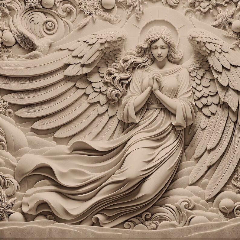 3D Beautiful Angel 2 Laser Burn PNG 3D Illusion Religious Art Digital ...