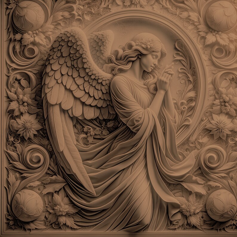 3D Angel Laser Burn PNG 3D Illusion Religious Art Digital Download ...