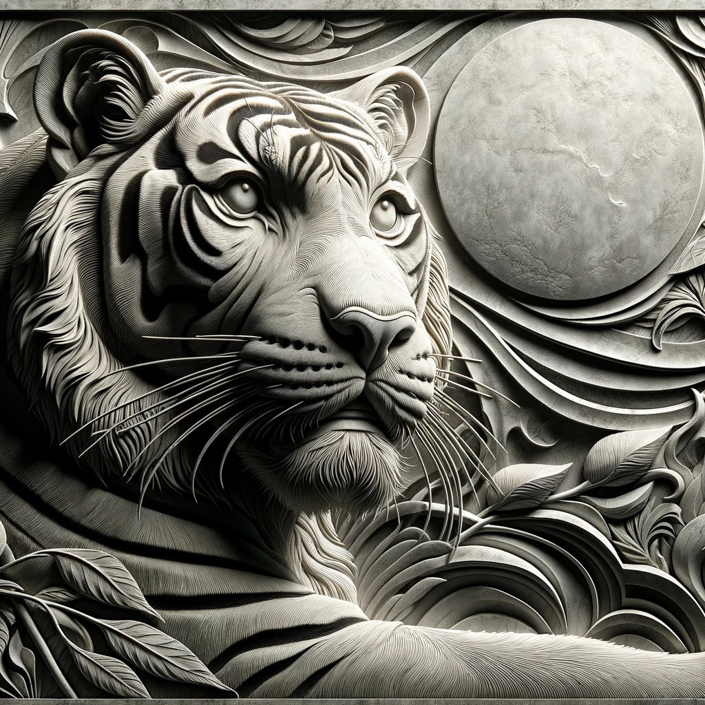 3D Tiger Laser Burn PNG Engraving, 3D Illusion Image Photo, Wood ...