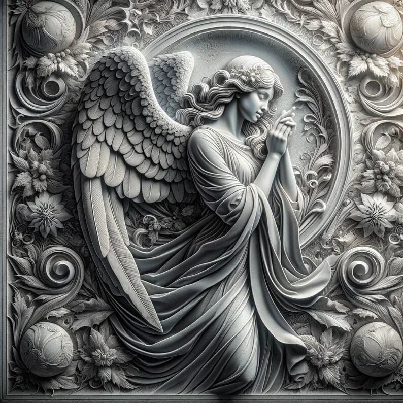 3D Angel Laser Burn PNG 3D Illusion Religious Art Digital Download ...