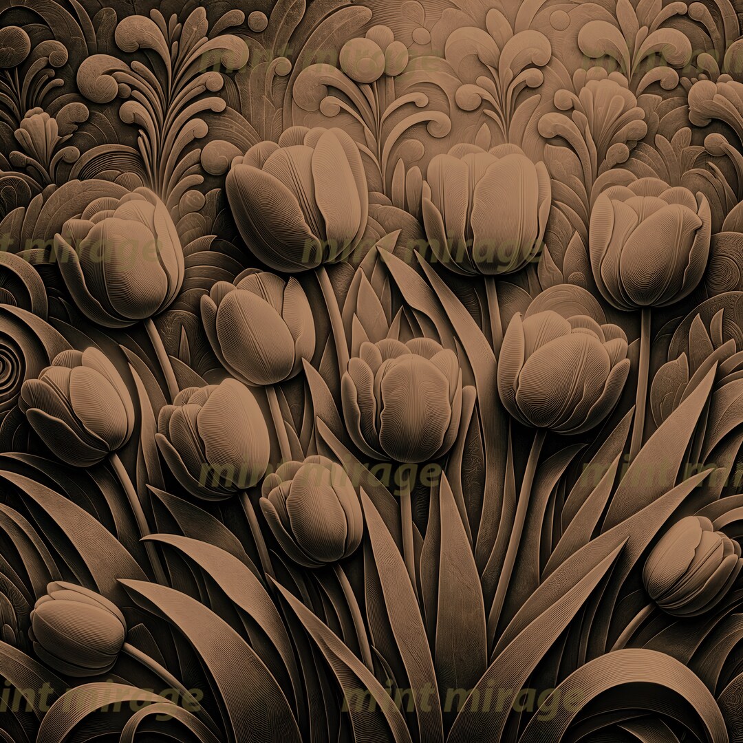 3D Tulips Laser Burn PNG 3D Illusion Tulip Field Art Digital Download ...