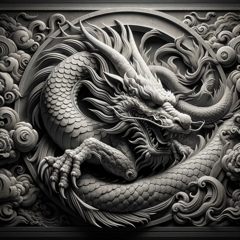 Laser Burn Engrave PNG Chinese Dragon 3D Illusion Image Photo, Laser ...