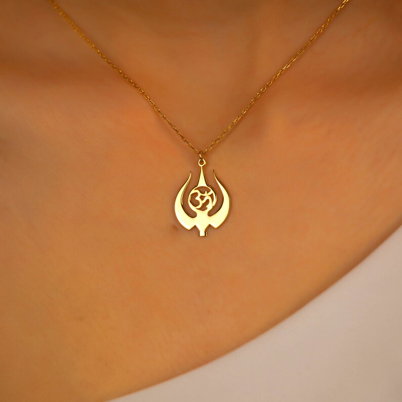 14K Solid Gold Om Pendant, Real Gold Om Necklace, Spiritual Gift, Yoga ...