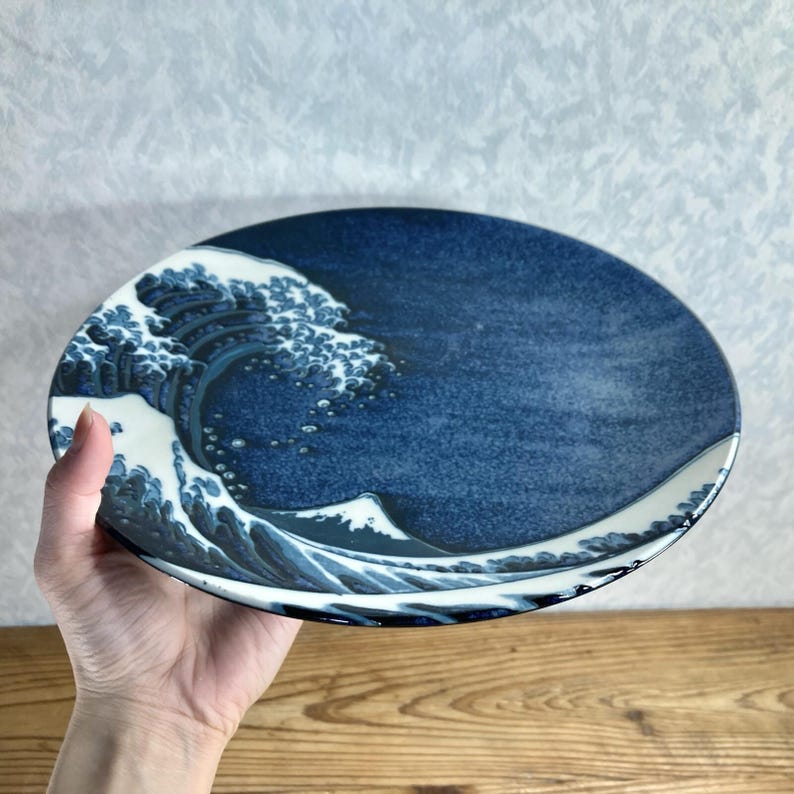 Japanese the Great Wave off Kanagawa Dinner Plate Blue - Etsy