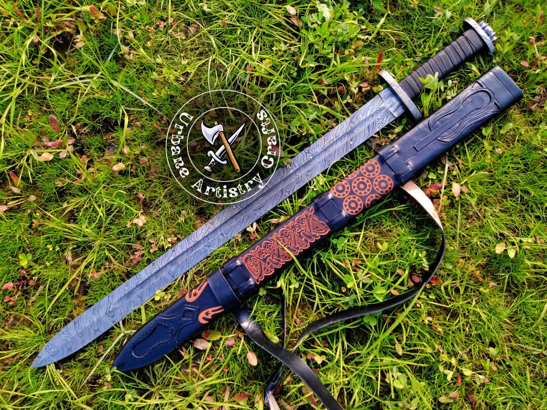 Viking Damascus Sword, Hand Forged Viking Sword, Custom Medieval Sword ...